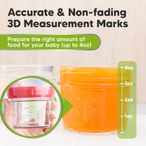 KeaBabies 6pk 4oz Glass Baby Food Containers - Leak-Proof, Microwavable Small Baby Glass Jars with Lids, Baby Food Storage Containers, Baby Snack Containers, BPA-Free Baby Food Jars (Nord)