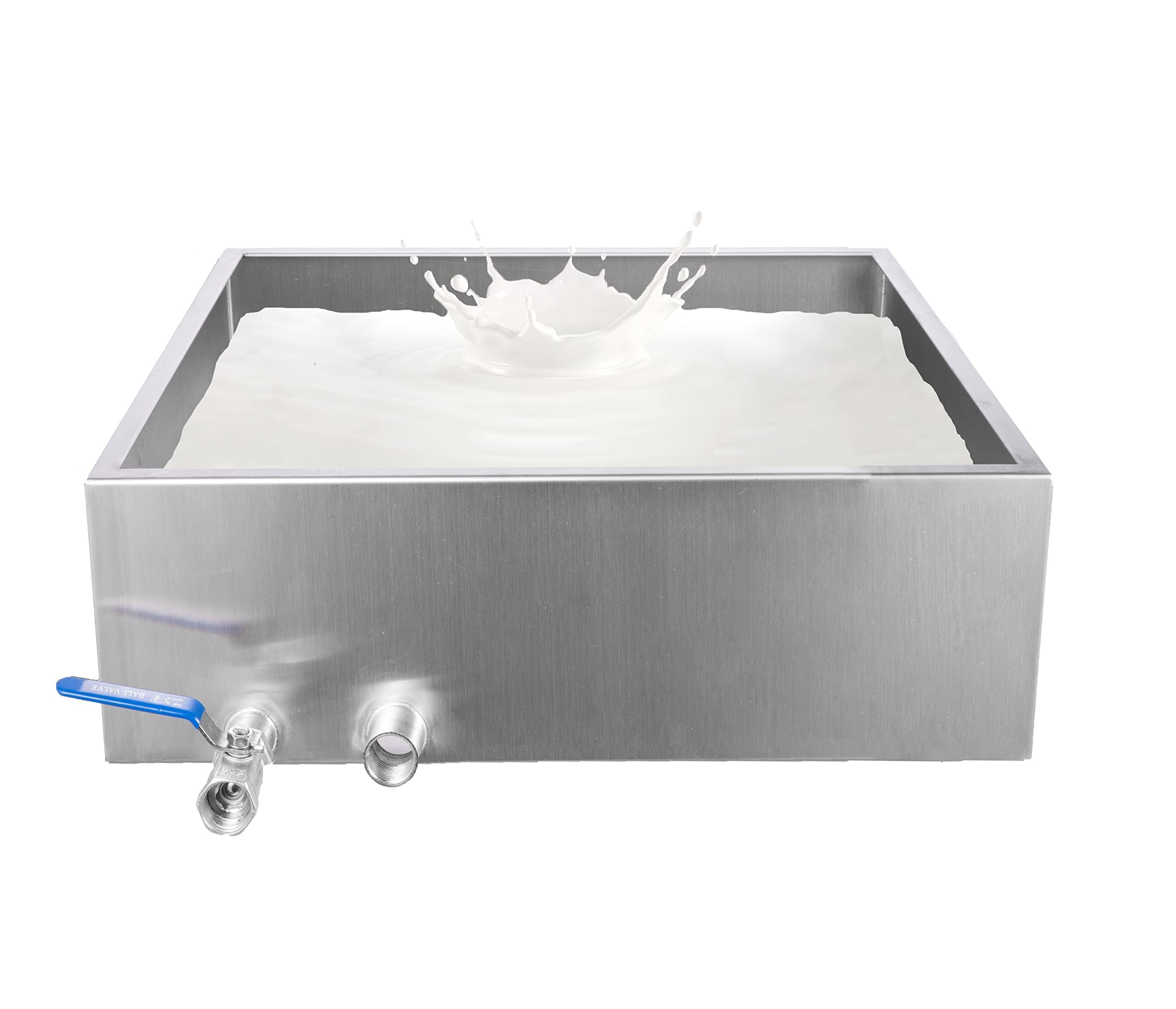 Marada Maple Syrup Evaporator Pan 304 Stainless Steel with One Valve Two Interfaces Kitchen Implements, Maple Syrup Boiling Pan Condensate Pan (24" L x 24" W x 10" H)