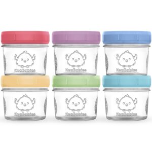 keababies 6pk 4oz glass baby food containers - leak-proof, microwavable small baby glass jars with lids, baby food storage containers, baby snack containers, bpa-free baby food jars (nord)