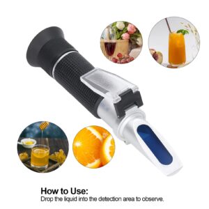 Honey Baume Refractometer , brixs Refractometer Meter Gauge Scale Handheld Concentration Measuring Tool for Sugar Brewing brixs 0 to 32% and 1 . 000 to 1 . 130