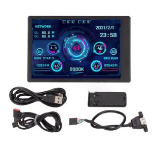 Computer Temp Monitor, 3.5in IPS USB Mini Screen PC Sensor Panel Display Temperature Monitor for AIDA64 PC CPU Data Monitor, Only Support for Windows System