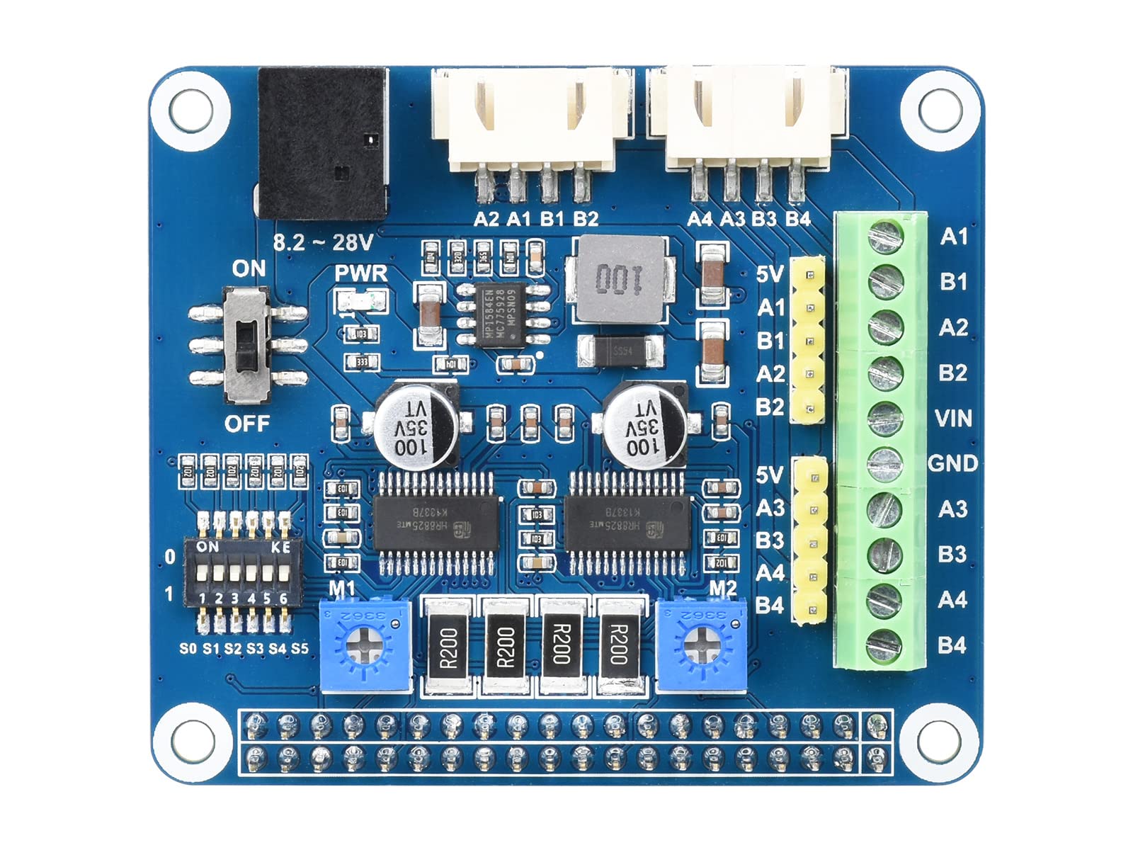 Waveshare HRB8825 Stepper Motor HAT Compatible with Raspberry Pi Drives Two Stepper Motors Up to 1/32 Microstepping