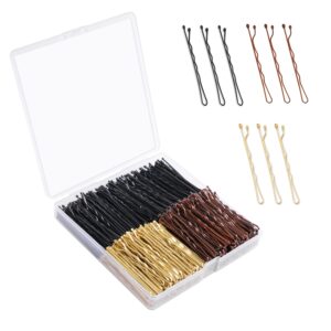 bobby pins, 360 pcs bobby pins brown blonde black hair, 2 inch premium secure hold bobby pins bulk with storage box, hair pins for women and girls styling