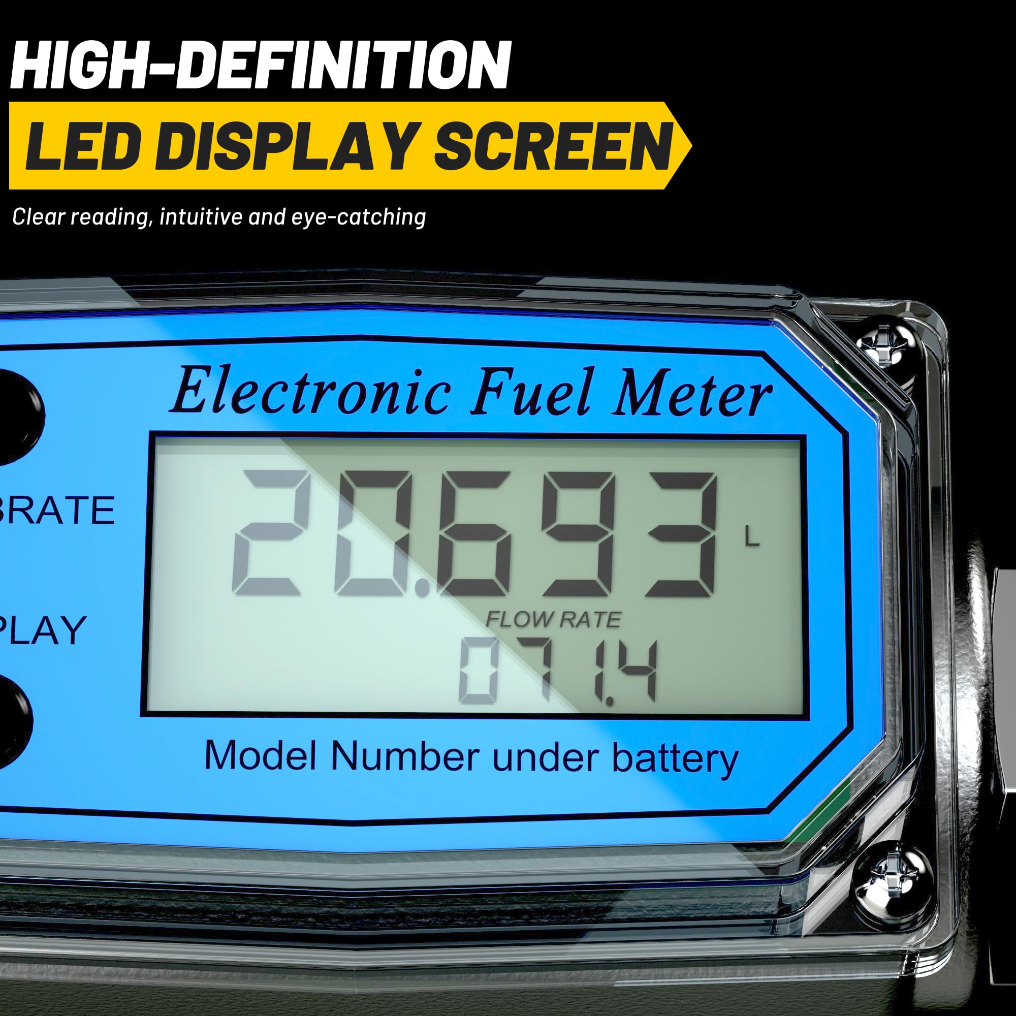 Turbine Flow Meter, Electronic Oil Flowmeter, Kerosene Gas Methanol Diesel Fuel Flow Digital Meter, 3/4" 10-100L/Min LCD Display BSPT/NPT with Battery