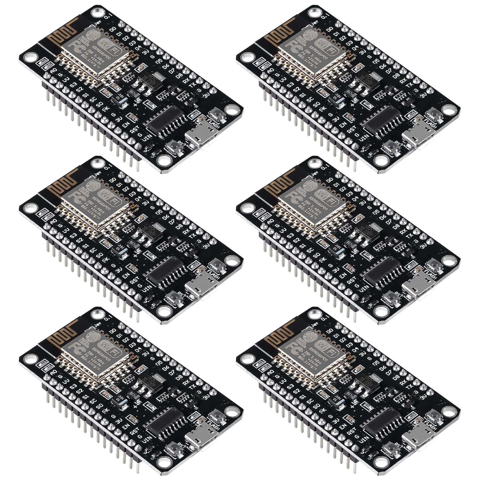 Diitao 6PCS ESP8266 NodeMCU LUA CH340 Flash Serial Wireless Module CP2102 4M Bytes ESP-12E WiFi Internet Development Board