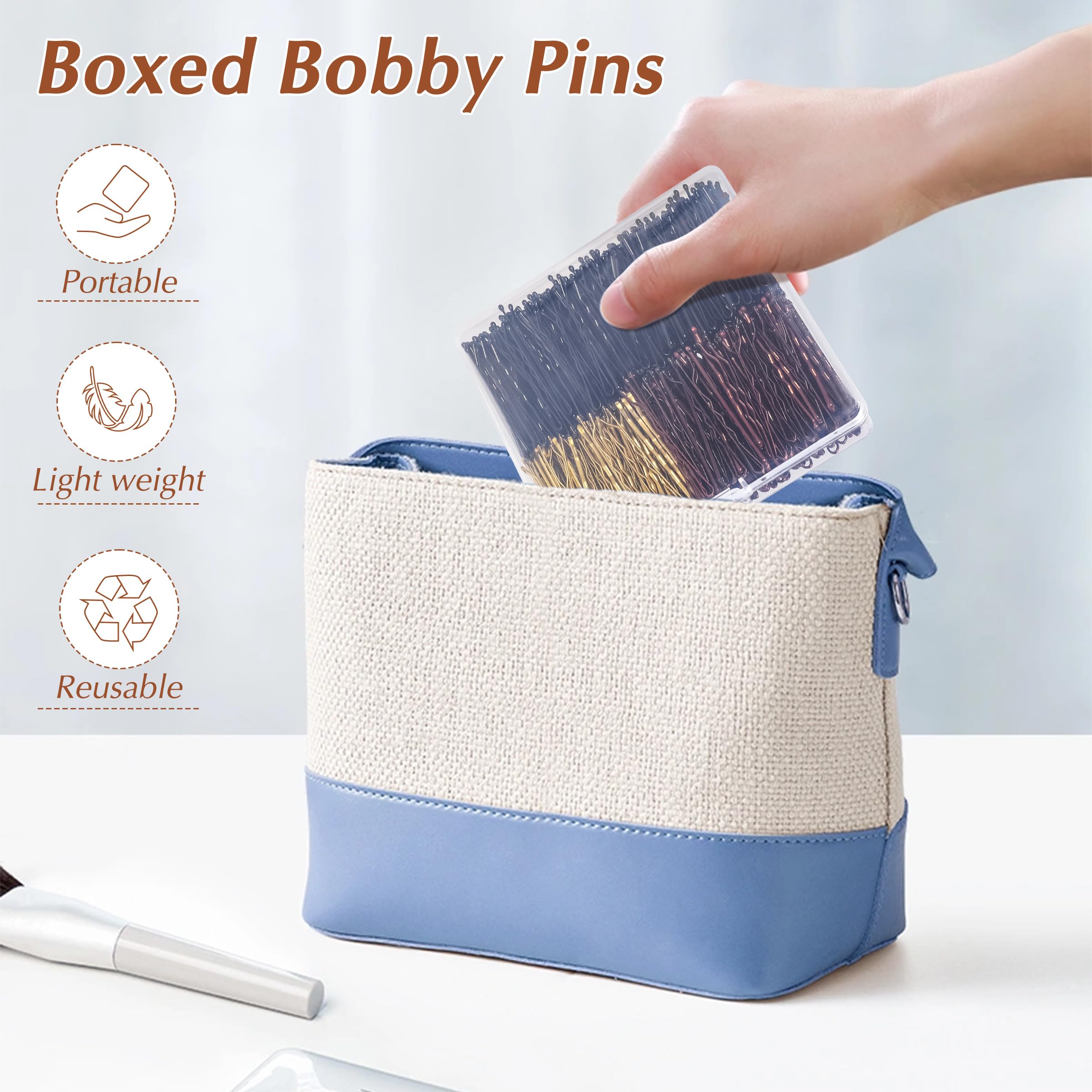 Bobby Pins, 360 Pcs Bobby Pins Brown Blonde Black Hair, 2 Inch Premium Secure Hold Bobby Pins Bulk with Storage Box, Hair Pins for Women and Girls Styling