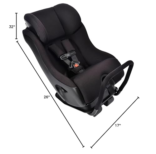 Clek Fllo Convertible Car Seat - Compact Design for 3-Across Seating, Extended Rear-Facing with Anti-Rebound Bar and Flame Retardant-Free (Railroad)