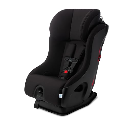 Clek Fllo Convertible Car Seat - Compact Design for 3-Across Seating, Extended Rear-Facing with Anti-Rebound Bar and Flame Retardant-Free (Railroad)