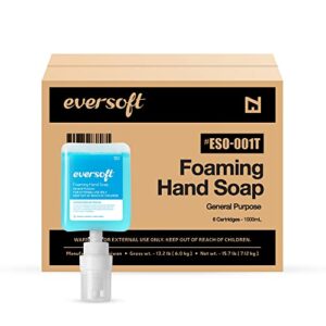 ezbrnd eversoft general puprose foam soap refill cartridge, 1000ml (33.8 oz) x 6 pk, eso-001t