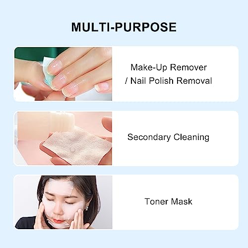 SHINO Multi Purpose Cotton Pads for Face, 4-Layer Cotton Pads Makeup Remover 100% Cotton Chemical Free Biodegradable 2" x 3" Sensitive Skincare Pads