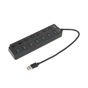 zyyini usb hub, 7 ports usb3.0 hub ultra slim data usb splitter, 5gbps high speed, for windows, for os x 10.0, for linux, mobile, card reader, headset(black)