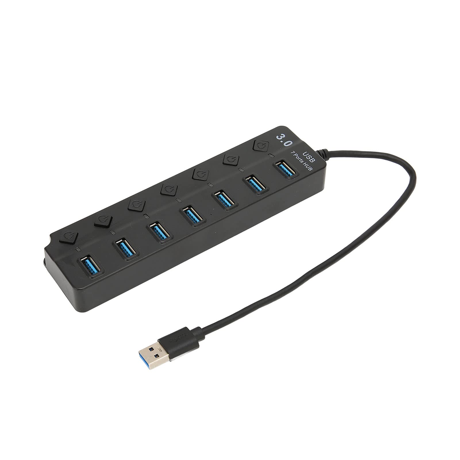 Zyyini USB Hub, 7 Ports USB3.0 Hub Ultra Slim Data USB Splitter, 5Gbps High Speed, for Windows, for OS X 10.0, for Linux, Mobile, Card Reader, Headset(Black)