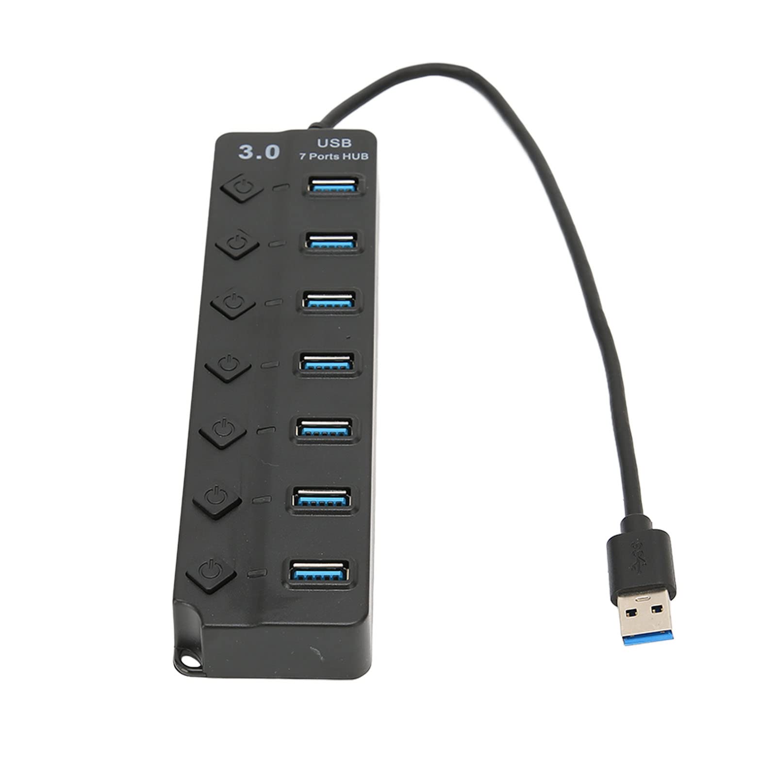 Zyyini USB Hub, 7 Ports USB3.0 Hub Ultra Slim Data USB Splitter, 5Gbps High Speed, for Windows, for OS X 10.0, for Linux, Mobile, Card Reader, Headset(Black)