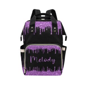 xozoty purple golden dripping glitter diaper bags with name waterproof mummy backpack nappy nursing baby bags gifts tote bag for women