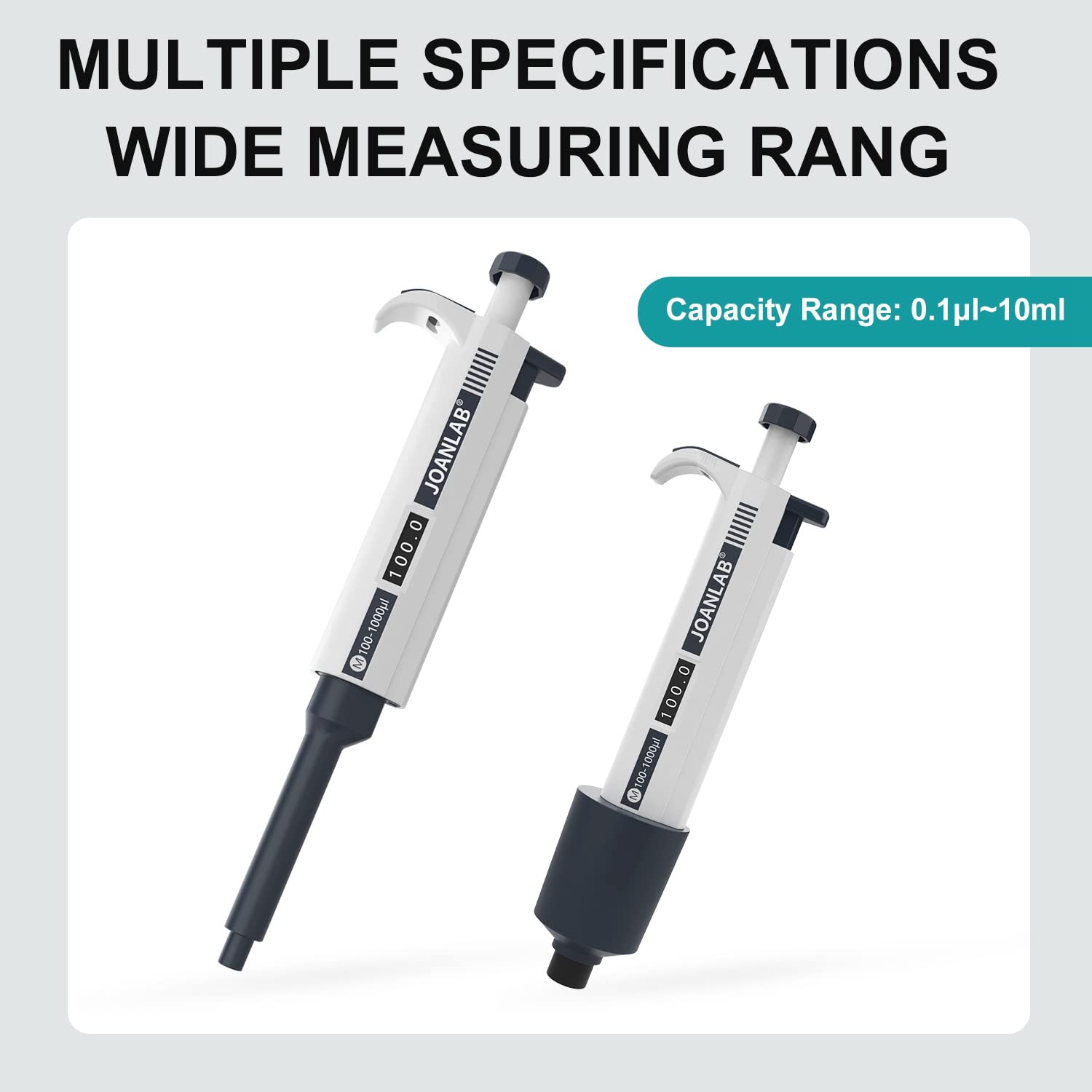 JOANLAB Micropipette 100-1000ul Manual Adjustable Single Channel Pipettes High Accurate Lab Pipettors with 200pcs Pipette Tips