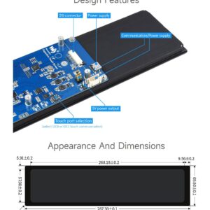 waveshare 11.9inch Capacitive Touch Display Compatible with Raspberry Pi 5/4B/3B/Zero/Zero W/Zero 2W/Pico/Pico W/Pico WH, 320×1480 Resolution IPS DSI Interface