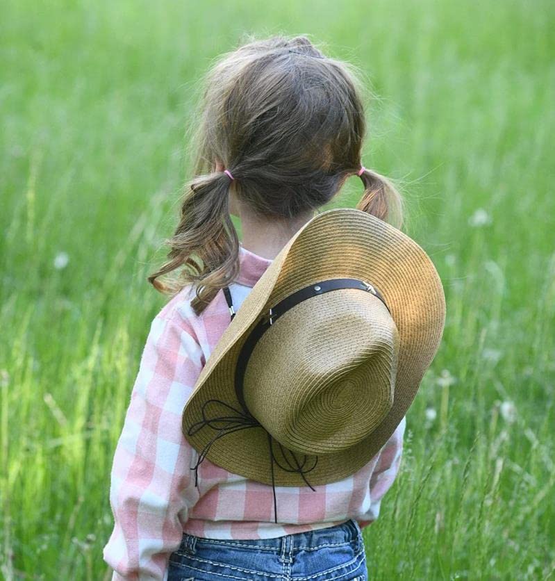 Straw Western Cowboy Hat for Toddler Girls Boys Summer Sun Hat Western Cowgirl for Kids 2-4Yrs Khaki