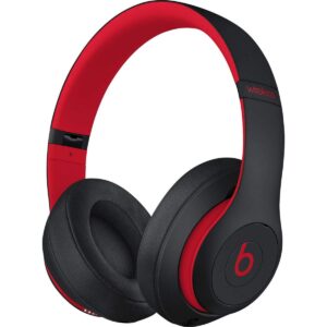 beats studio3 wireless noise cancelling over-ear headphones - defiant black-red (renewed premium)