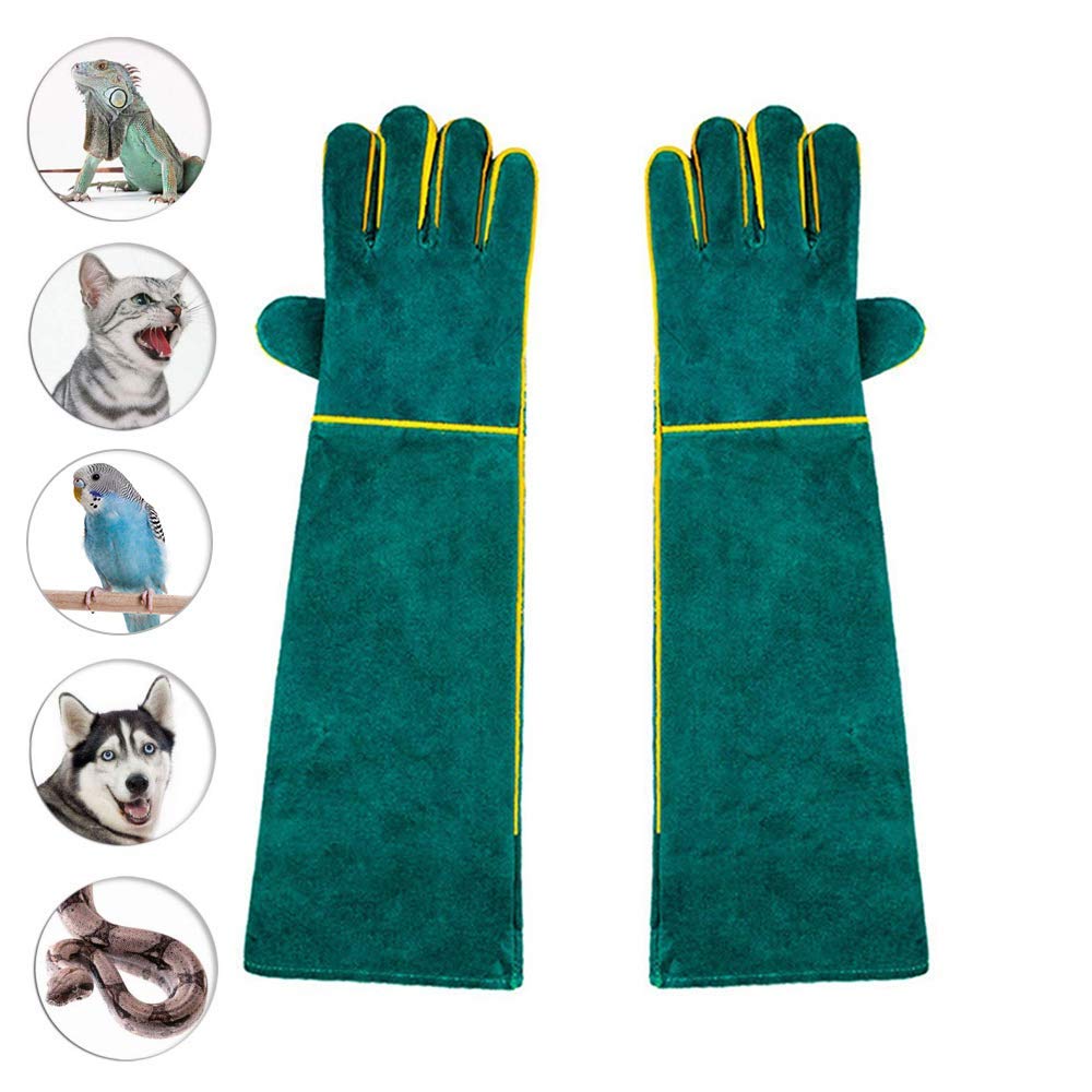 Elolicu 22 Inch Bite Proof Animal Handling Gloves, Welding Gloves Pets Anti Bite Scratch Protection Long Gloves Heat Resistant Bite Resistant Gloves for Dog Cat Snake Wild Animals BBQ Reptile Porter