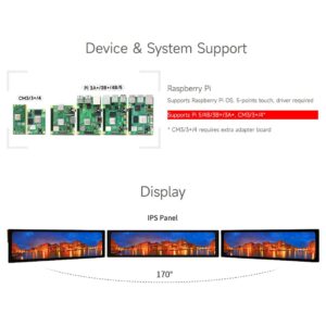 waveshare 11.9inch Capacitive Touch Display Compatible with Raspberry Pi 5/4B/3B/Zero/Zero W/Zero 2W/Pico/Pico W/Pico WH, 320×1480 Resolution IPS DSI Interface