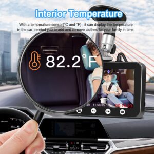 VSYSTO Baby Car Mirror,4.3" Screen Baby Car Recorder Temperature Sensor Infrared Night Vision-View Infant in Rear Facing Seat, Aimed at Baby Easily Observe and Record the Baby’s Move (4.3 Inch Screen)