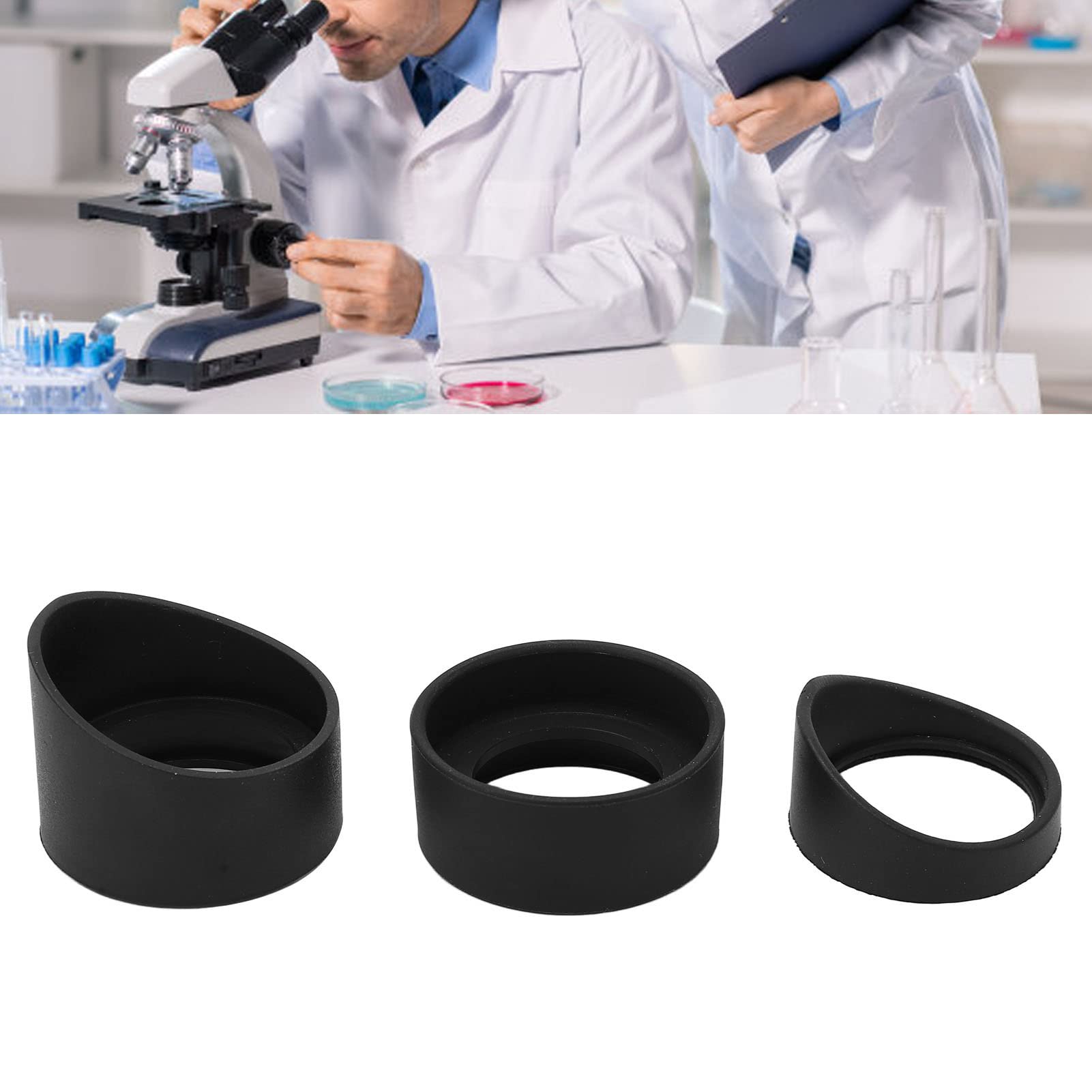 3pcs Microscope Eyepiece Eyeshields, Suitable for AmScope SW, and ZM Series Stereomicroscopes, Soft Rubber Eyepiece Eye Eye Guards Cups.