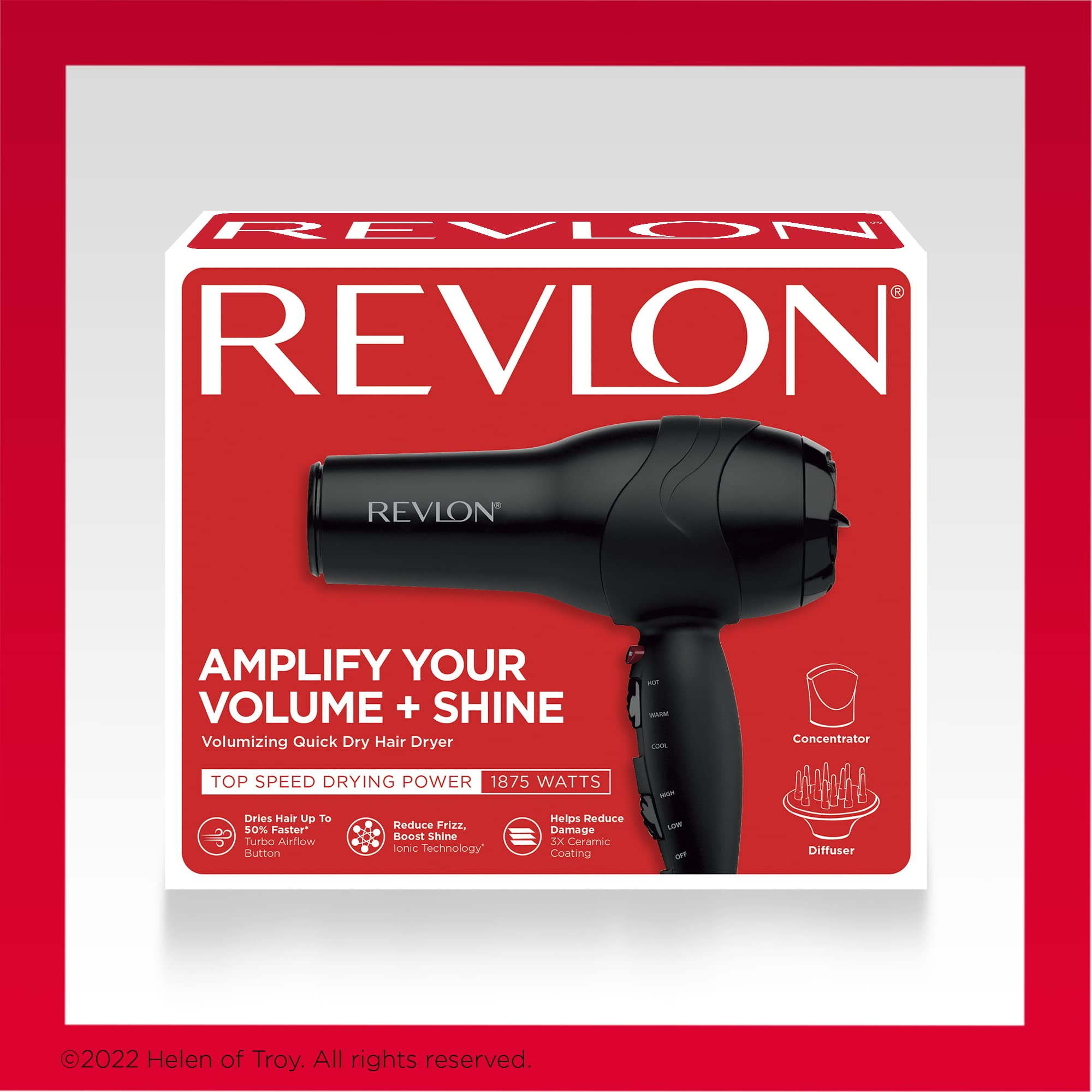 Revlon Turbo Hair Dryer | 1875 Watts of Maximum Shine, Fast Dry (Black)