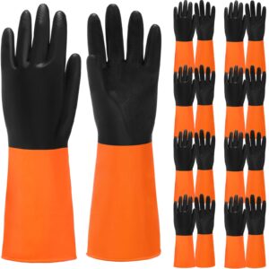 8 pairs chemical resistant gloves heavy duty industrial rubber gloves waterproof non slip reusable protective work gloves chemical gloves for household industrial chemical