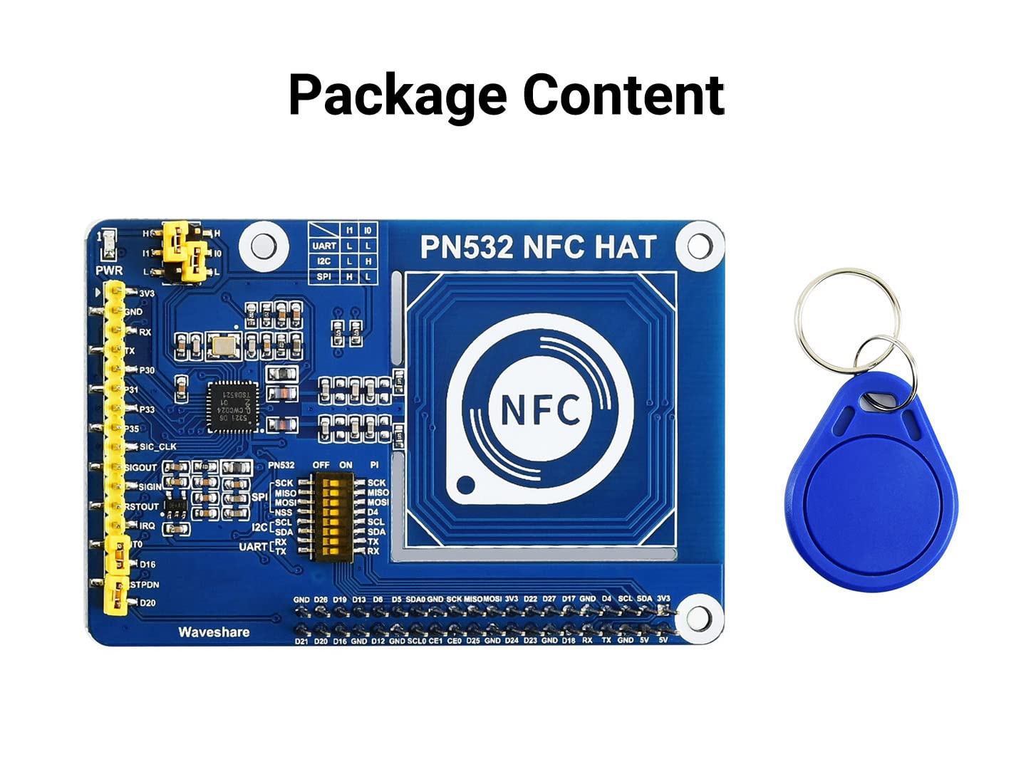 Waveshare PN532 NFC HAT Compatible with Raspberry Pi with I2C / SPI/UART Interface Comes with Online User Manual