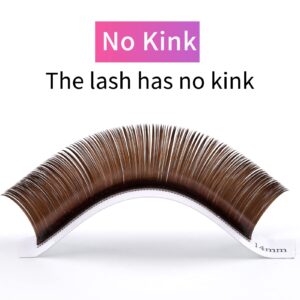 Brown Lash Extensions Easy Fan Volume Lashes Colored Lash Extensions C/D Curl Volume Lash Extension 0.07 FADLASH Self Fanning Eyelash Extensions (Dark Brown-0.07C, 8-14mm)