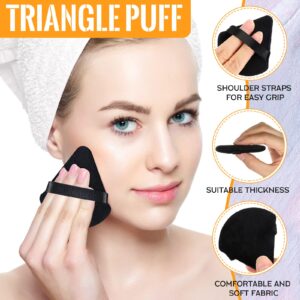 100 Pcs Powder Puff Face Soft Makeup Puff Triangle Powder Puffs for Loose Powder Mineral Powder Body Powder Velour Cosmetic Foundation Wet Dry Sponge Makeup Tools (Black)