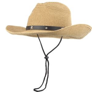 straw western cowboy hat for toddler girls boys summer sun hat western cowgirl for kids 2-4yrs khaki