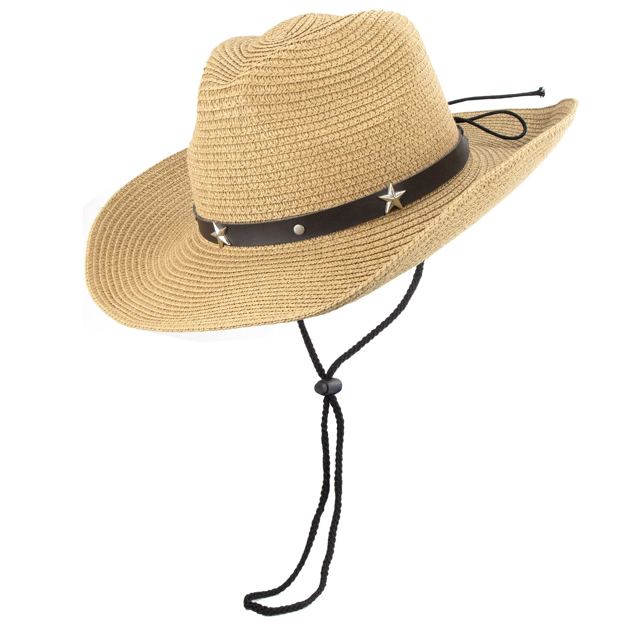 Straw Western Cowboy Hat for Toddler Girls Boys Summer Sun Hat Western Cowgirl for Kids 2-4Yrs Khaki