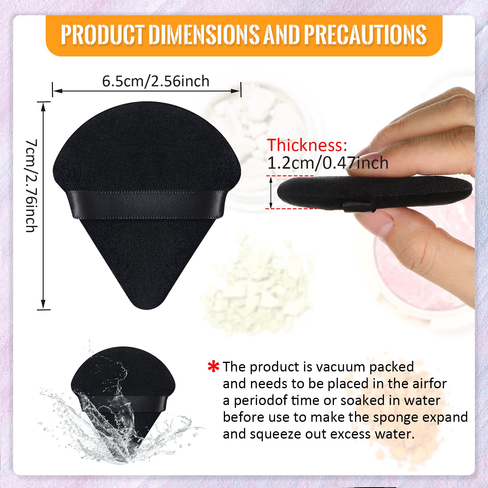 100 Pcs Powder Puff Face Soft Makeup Puff Triangle Powder Puffs for Loose Powder Mineral Powder Body Powder Velour Cosmetic Foundation Wet Dry Sponge Makeup Tools (Black)