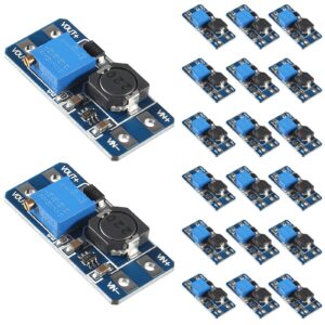 diitao 20pcs adjustable step up converter mt3608 dc-dc step up boost power converter 2a modules step up adjustable voltage regulator board input voltage 2-24v to 5v-28v output voltage