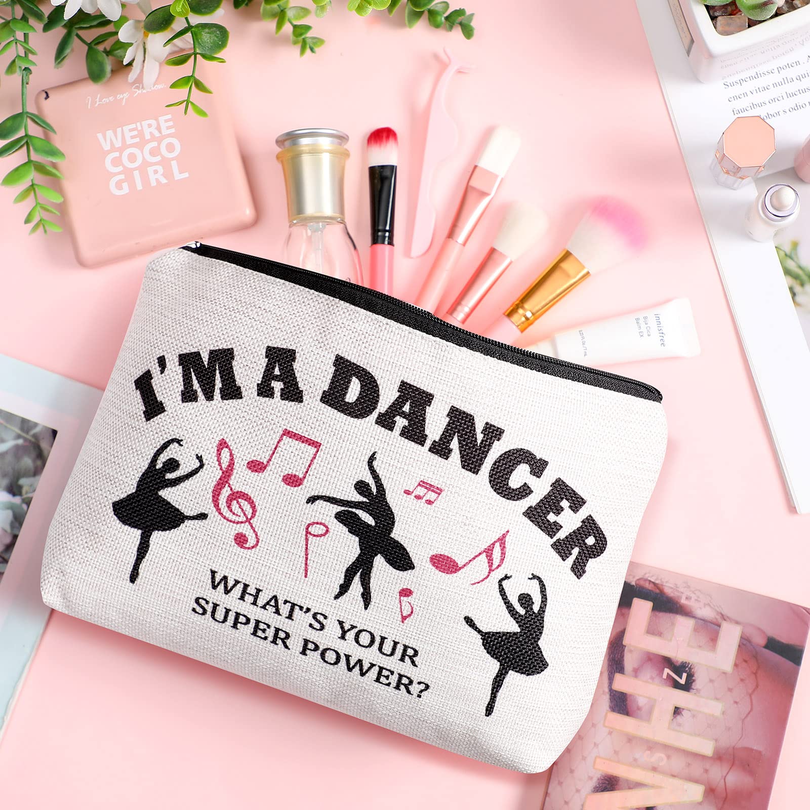 Gerrii 6 Dance Makeup Bag Dancer Cosmetic Bags Recitals Dance Team Gifts Ballet Toiletry Zipper Pouch Portable Ballerina Travel Case Accessories for Women Girl Dance Lover Dance Team(Classic)