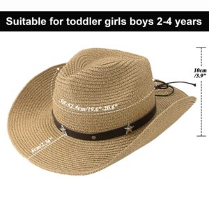 Straw Western Cowboy Hat for Toddler Girls Boys Summer Sun Hat Western Cowgirl for Kids 2-4Yrs Khaki