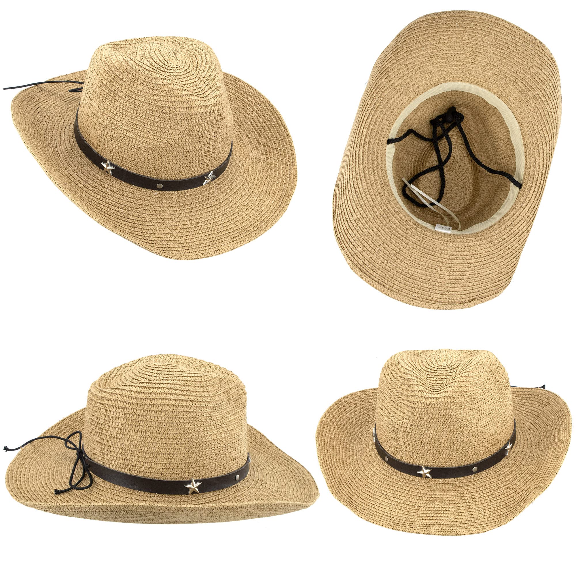 Straw Western Cowboy Hat for Toddler Girls Boys Summer Sun Hat Western Cowgirl for Kids 2-4Yrs Khaki