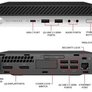 HP Micro PC Elitedesk 800 G3 Mini Computer Desktop Intel i5-6500T up to 3.10GHz 16GB 256GB NVMe SSD Built-in AX200 Wi-Fi 6 BT Wireless Keyboard and Mouse Win10 Pro (Renewed)