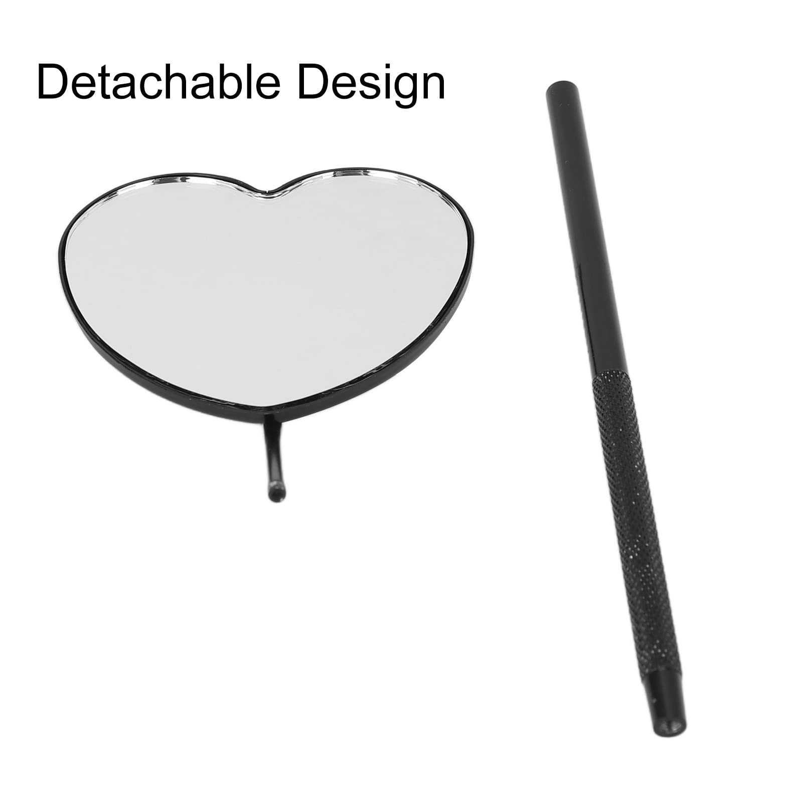 Lash Mirror, Detachable Heart Shape Eyelash Mirror with Knurled Handle, 45° Angle Design Hand Mirror, for Eyelash Extension, Lipstick and Mascara Applying, Eyeliner Drawing