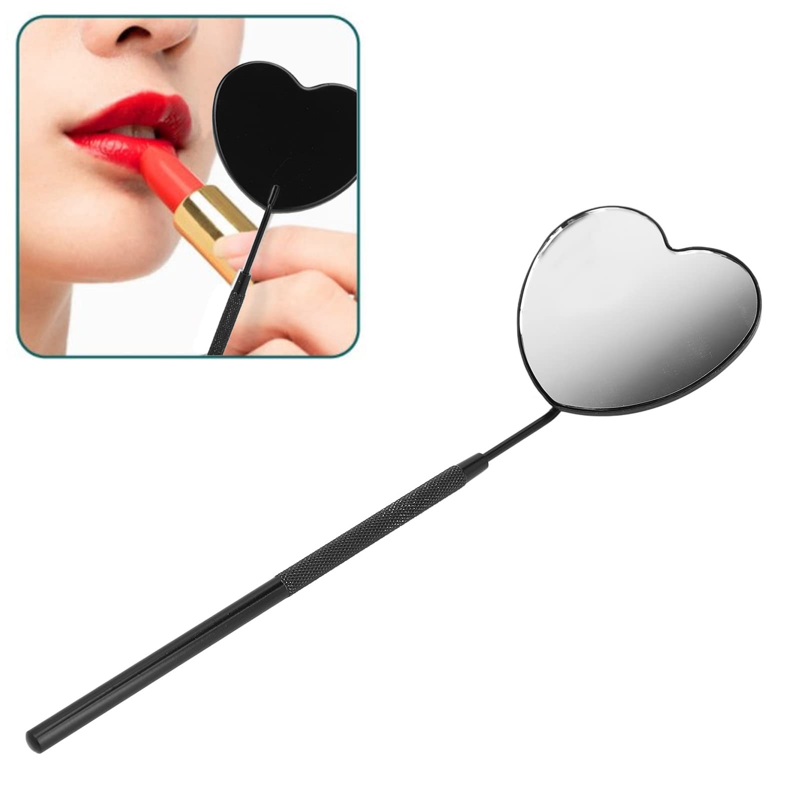 Lash Mirror, Detachable Heart Shape Eyelash Mirror with Knurled Handle, 45° Angle Design Hand Mirror, for Eyelash Extension, Lipstick and Mascara Applying, Eyeliner Drawing