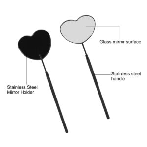 Lash Mirror, Detachable Heart Shape Eyelash Mirror with Knurled Handle, 45° Angle Design Hand Mirror, for Eyelash Extension, Lipstick and Mascara Applying, Eyeliner Drawing