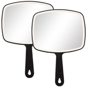 nutair 2pcs hand mirror, handheld vanity mirror with hanging hole in handle black 7.4" w x 10.4" l