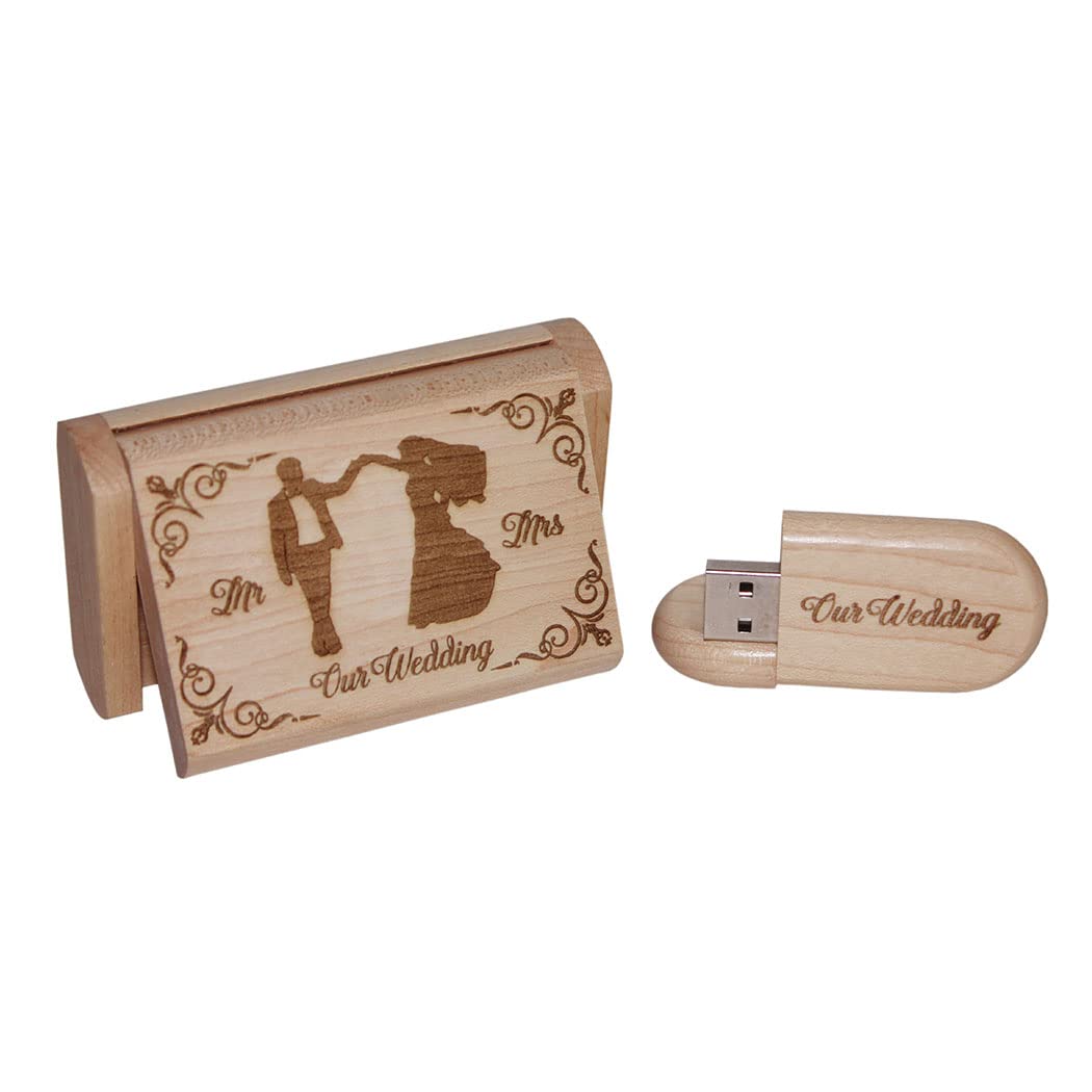 RomanDisk 64GB USB 3.0 Wood USB Flash Drive with Gift Box Wedding Favor Souvenir Gift for Guests, 64GB USB Thumb Pendrive with Box for Wedding Party Birthday Bridal Shower - Maple