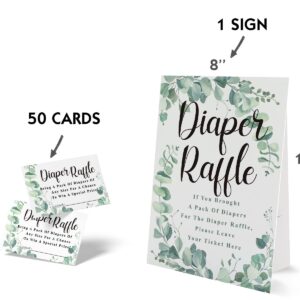 Diaper Raffle Tickets for Baby Shower Sign，Baby Shower Invitations with Diaper Raffle Cards - Baby gender neutral tickets(One 8×11 Sign with 50 Raffle Tickets) - BIG007