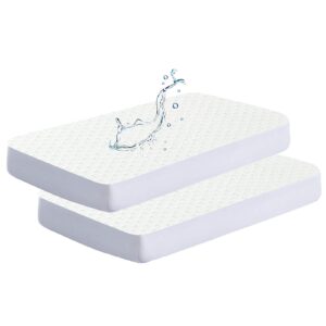 2 pack bamboo viscose waterproof crib mattress protector pad 52x28 for baby toddler bed soft breathable matressprotector fitted crib matress cover