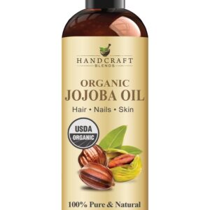 Handcraft Blends USDA Organic Jojoba Oil - 8 Fl Oz - 100% Pure and Natural - Premium Grade Oil for Face, Body and Hair - Anti-Aging Oil - Cold-Pressed and Hexane-Free - Packaging May Vary