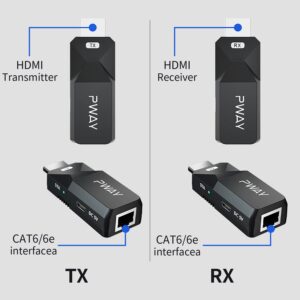 PWAY HDMI Extender 165ft Audio Video 1080P Over Cat5 Cat6 Ethernet Cable Transmit Lossless Signal HDMI Long Distance Extension Adapter