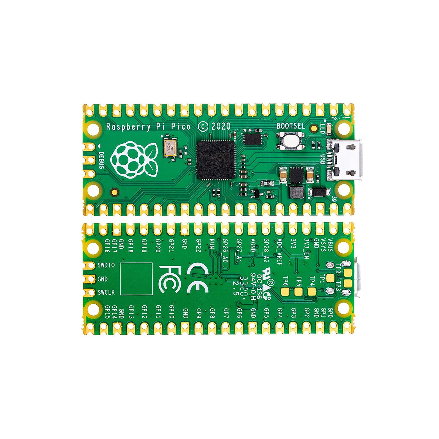 Raspberry Pi Pico Microcontroller Board, RP2040 Dual-core Arm Cortex M0+ Processor, Flexible Single Board Computer, Flagship Versatile Board by Raspberry Pi （1 Pack）