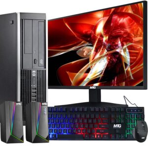 hp elite desktop computer pc, 3.1 ghz, intel core i5 3rd gen, 16gb ram, 2tb hdd, mtg new 20 inch led monitor, rgb speaker and keyboard mouse, wifi, windows 10 pro (renewed)